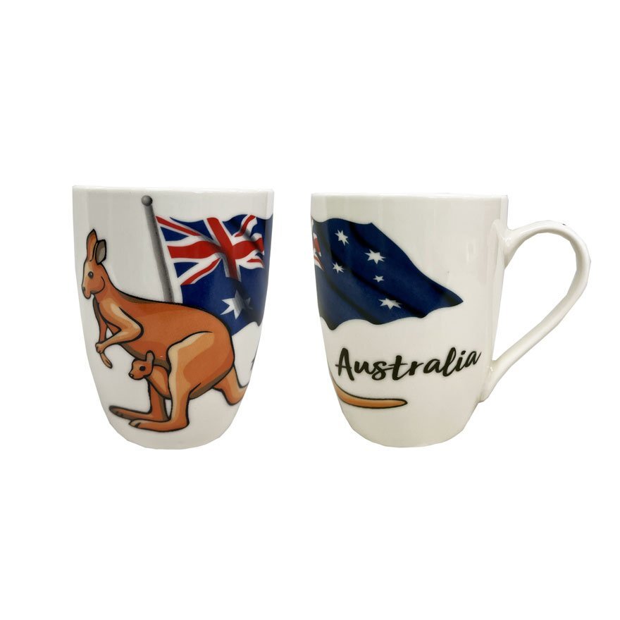 Kangaroo w/Australian Flag Coffee Mug – Aussie Food Express